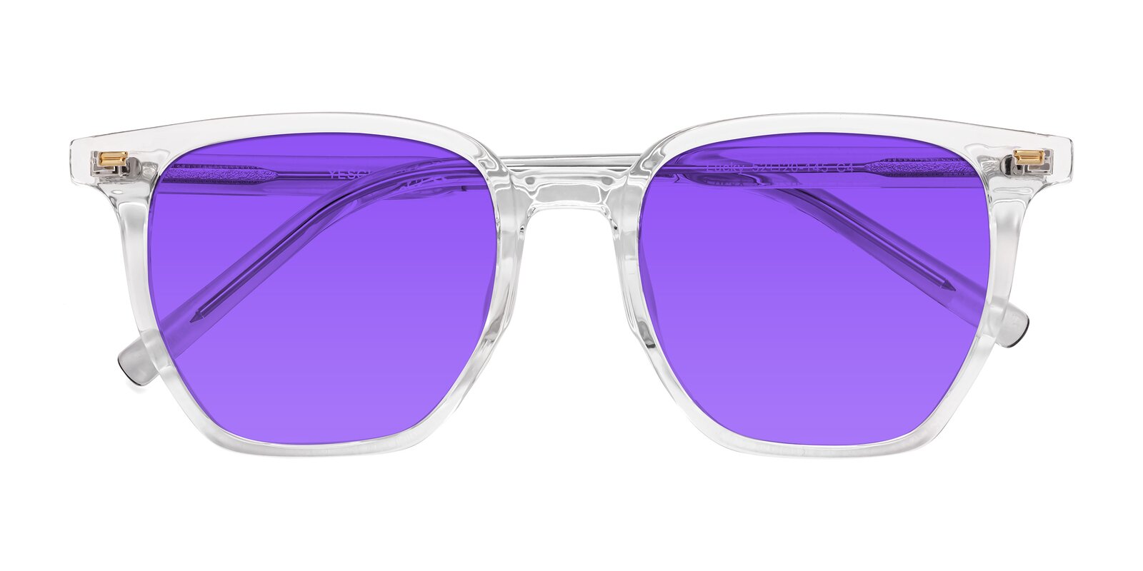 Clear Hipster Low Bridge Fit Geometric Tinted Sunglasses with Purple ...