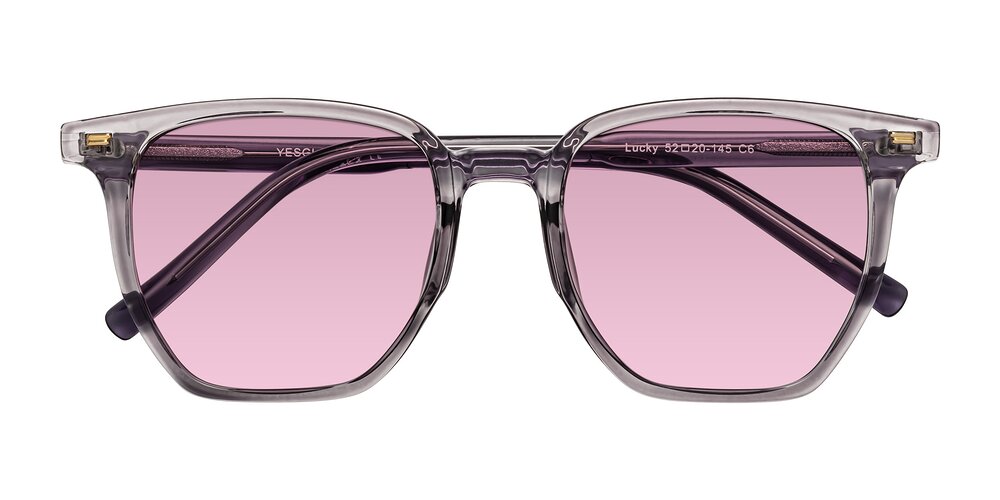 Light Purple Hipster Low Bridge Fit Geometric Tinted Sunglasses with ...