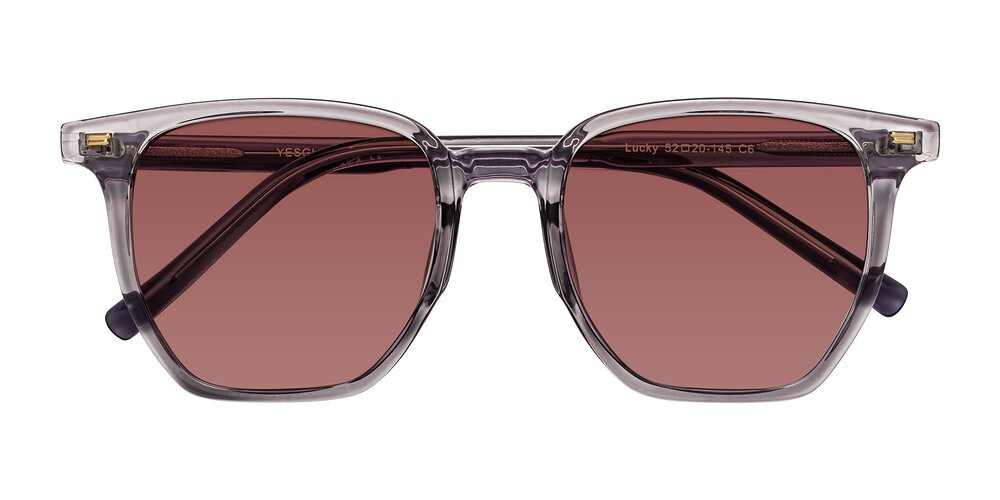 Light Purple Hipster Low Bridge Fit Geometric Tinted Sunglasses with ...