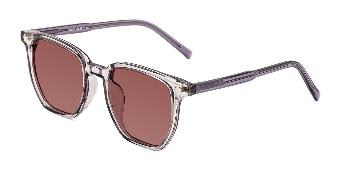 Light Purple Hipster Low Bridge Fit Geometric Tinted Sunglasses with ...