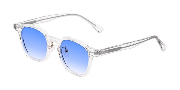 Clear Retro-Vintage Low Bridge Fit TR90 Gradient Sunglasses with Blue ...