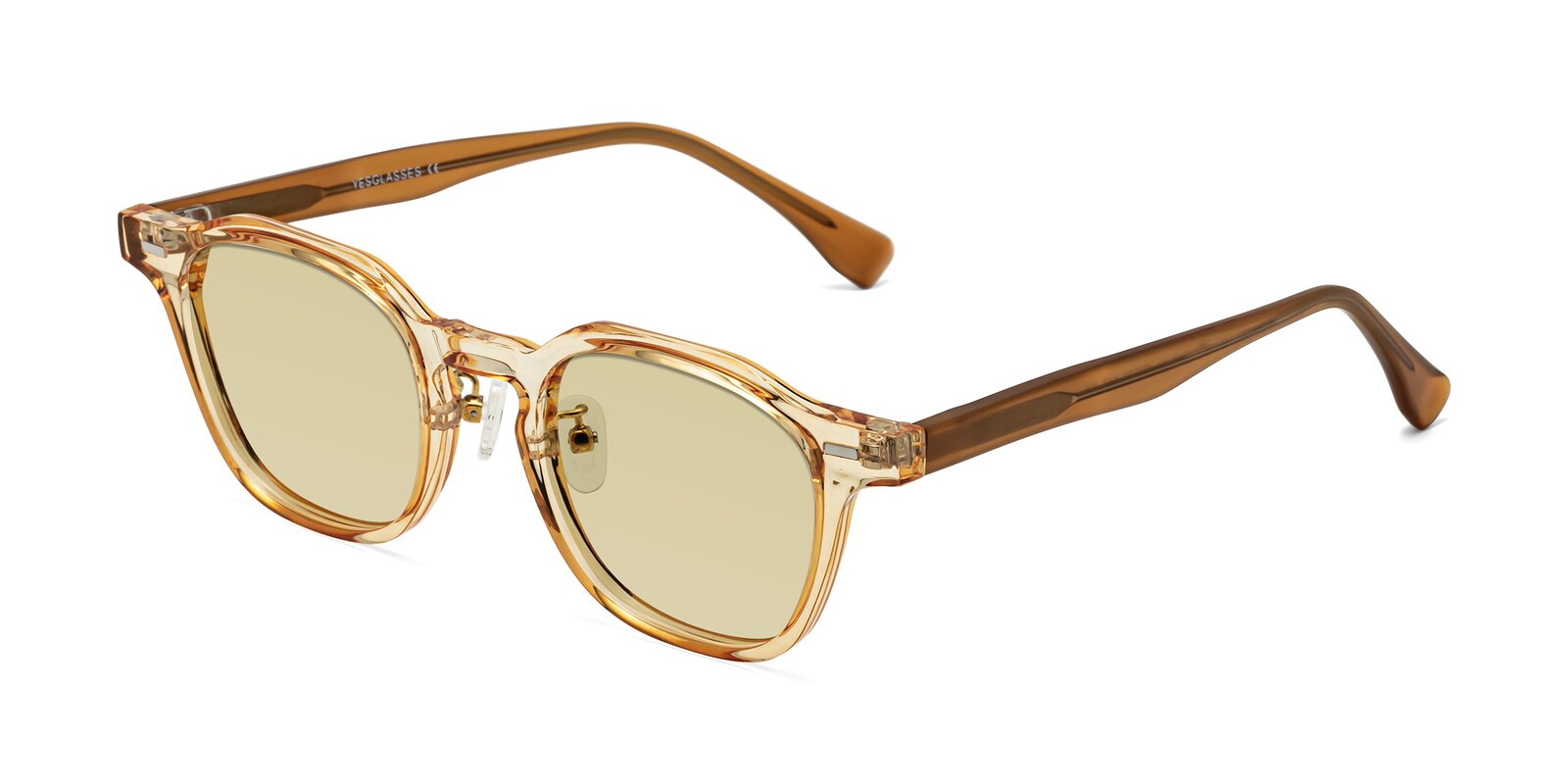 Amber Retro-Vintage Low Bridge Fit TR90 Tinted Sunglasses with Light ...