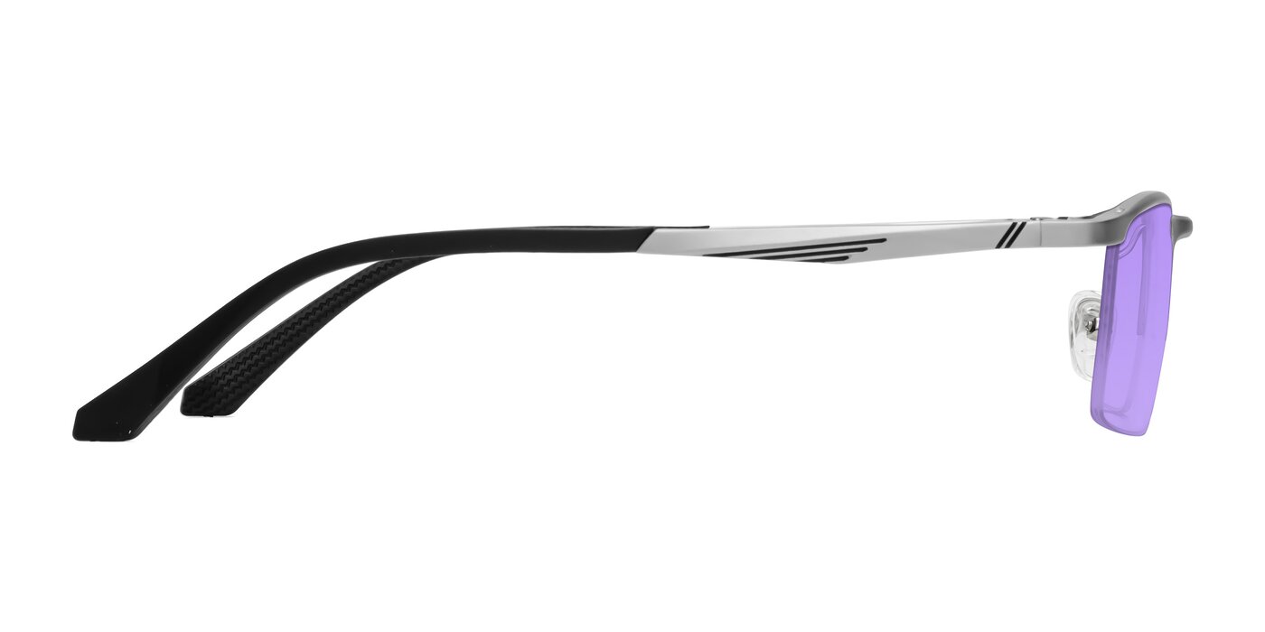 Silver Magnesium Alloy Rectangle Semi-Rimless Tinted Sunglasses with ...