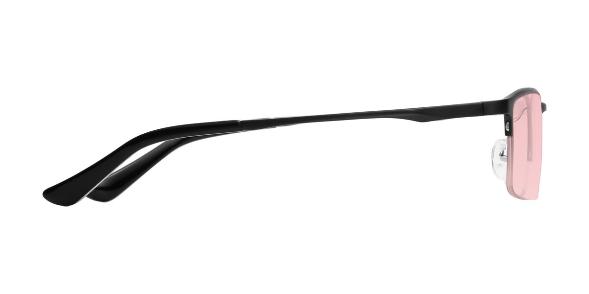 Black Keyhole Bridge Magnesium Alloy Semi-Rimless Tinted Sunglasses ...