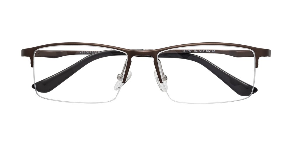 Gunmetal Titanium Rectangle Semi-Rimless Blue Light Glasses - Duke