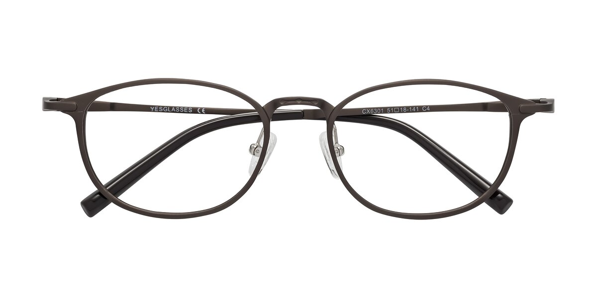 Coffee Magnesium Alloy Oval Full-Rim Eyeglasses - CX6301