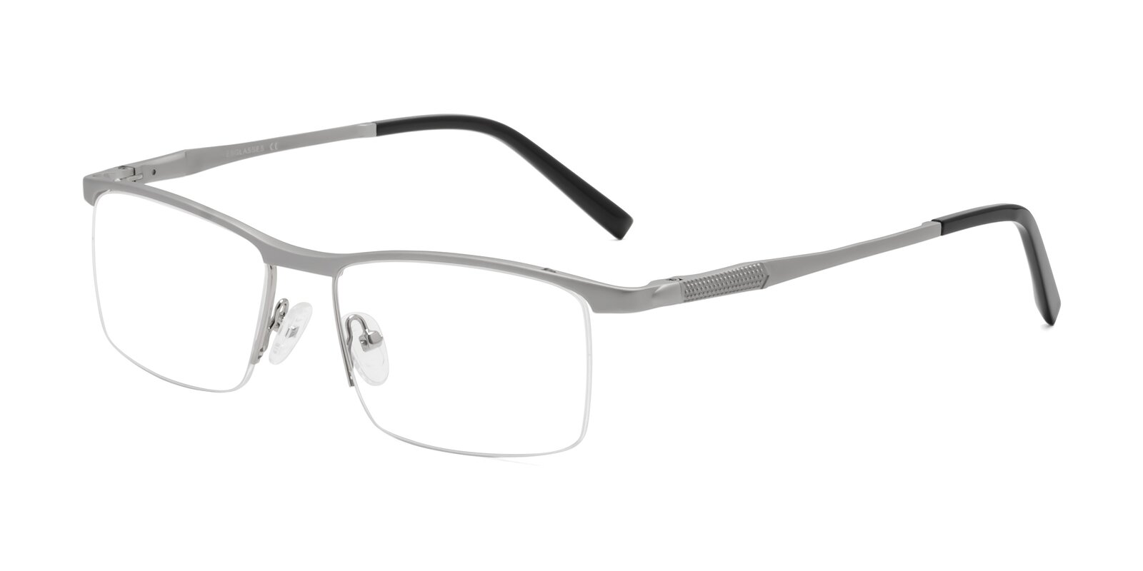 Silver Magnesium Alloy Rectangle Semi-Rimless Eyeglasses - CX6303