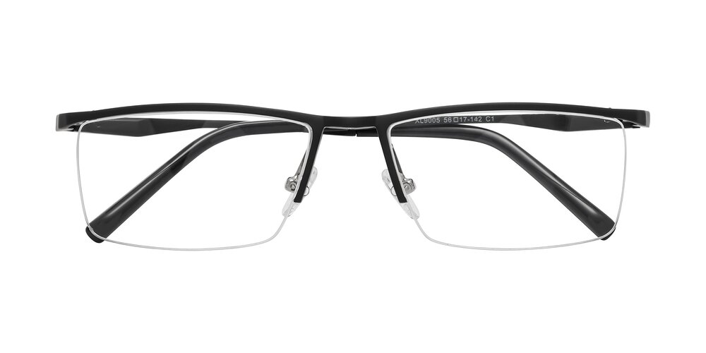 Gunmetal Titanium Rectangle Semi-Rimless Blue Light Glasses - Duke