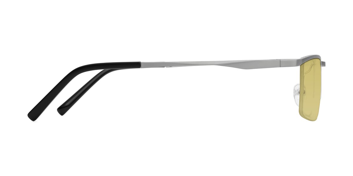 Silver Magnesium Alloy Rectangle Semi-Rimless Tinted Sunglasses with ...