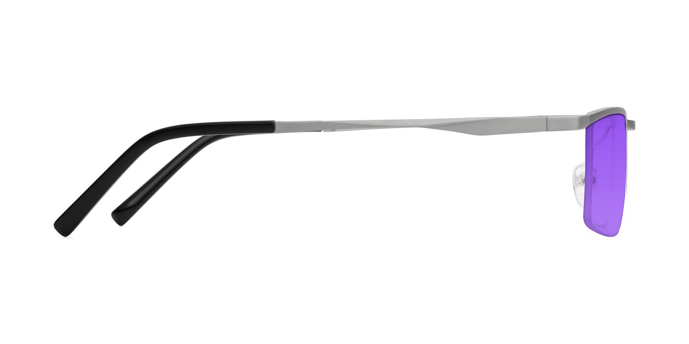 Silver Magnesium Alloy Rectangle Semi-Rimless Tinted Sunglasses with ...
