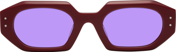 Maroon/Clear Thick Geek-Chic Geometric Tinted Sunglasses with Medium ...