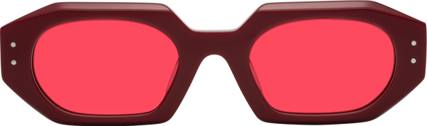 Maroon/Clear Thick Geek-Chic Geometric Tinted Sunglasses with Red ...