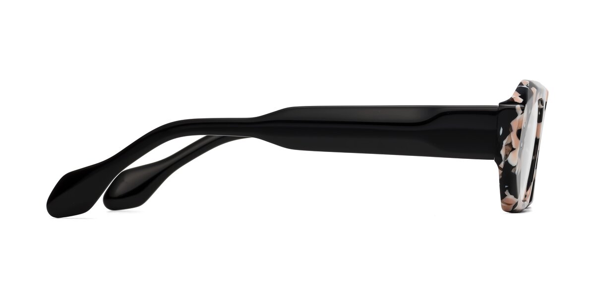 Pink Floral/Black Thick Geek-Chic Geometric Eyeglasses - Molly