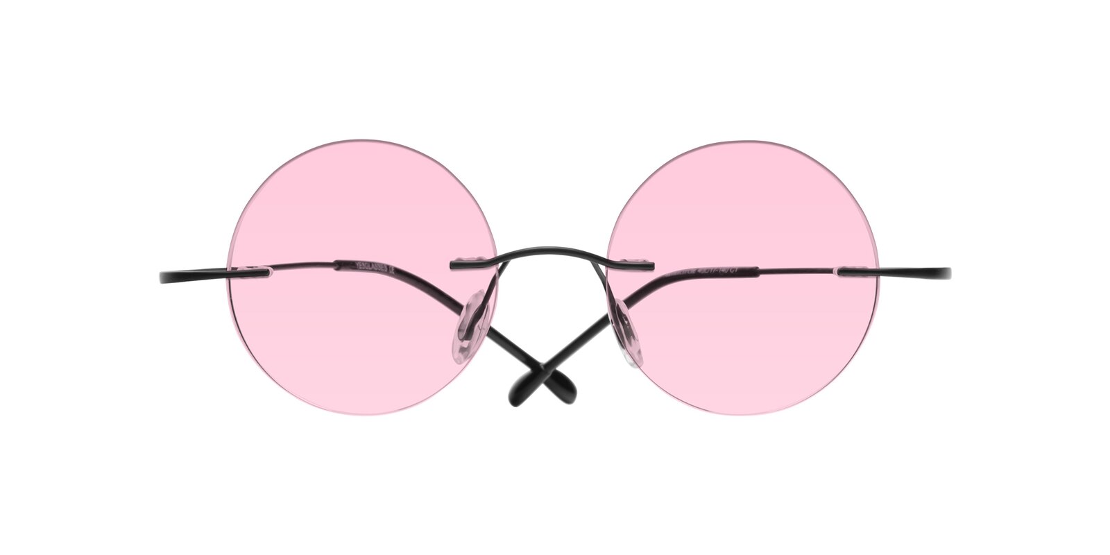 Black Narrow Flexible Round Tinted Sunglasses with Light Pink Sunwear ...