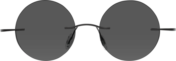 Black Narrow Flexible Round Tinted Sunglasses with Medium Gray Sunwear ...