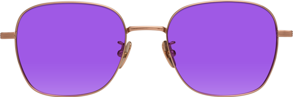 Rose Gold Classic Titanium Square Gradient Sunglasses with Purple ...