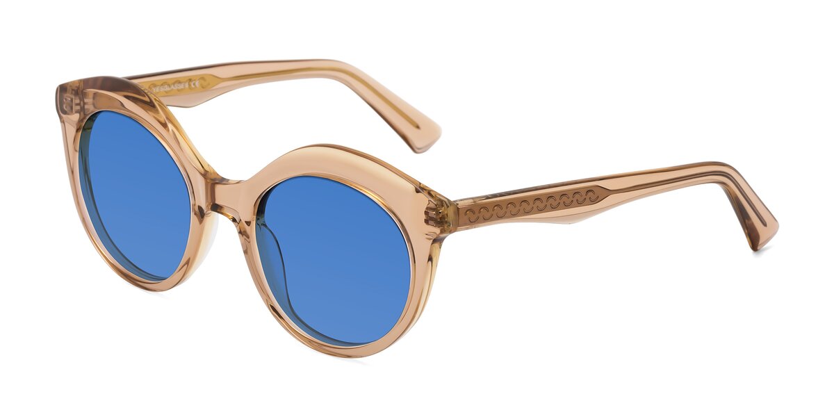 Translucent Brown Hipster Acetate Cat-Eye Tinted Sunglasses with Blue ...