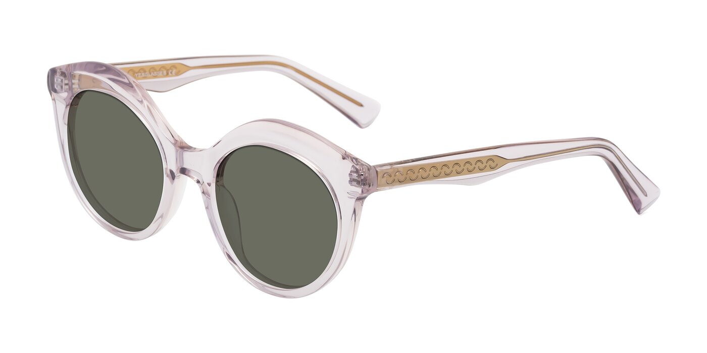 Light Purple Hipster Acetate Cat-Eye Polarized Sunglasses with Gray ...