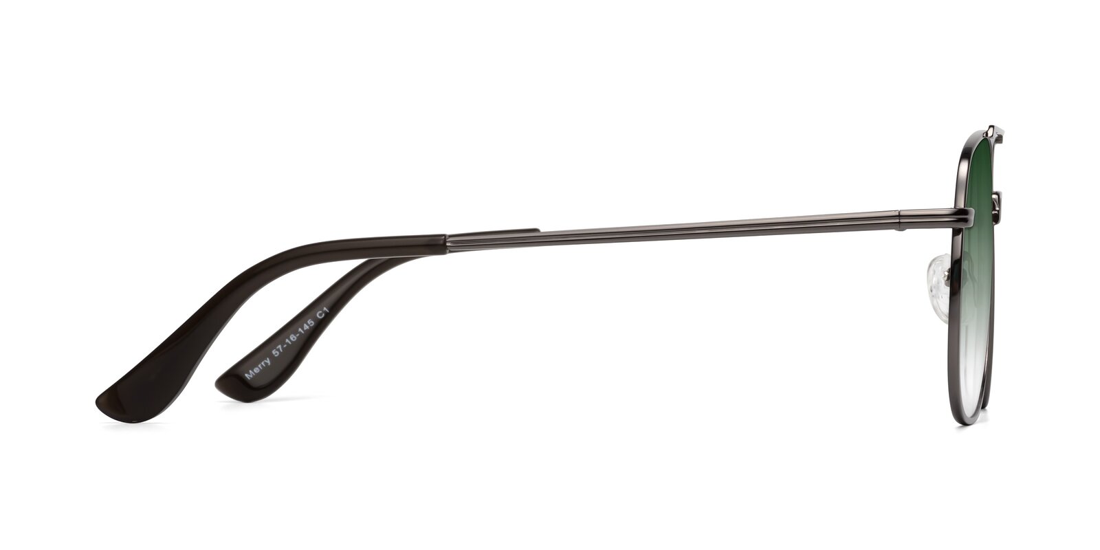 Gunmetal Double Bridge Grandpa Metal Gradient Sunglasses with Green ...