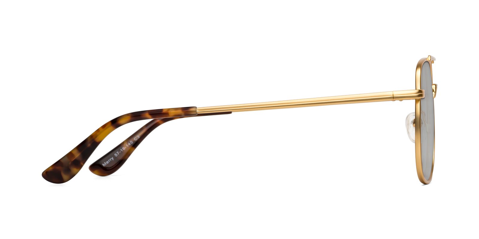 Matte Gold Double Bridge Grandpa Metal Tinted Sunglasses with Light ...