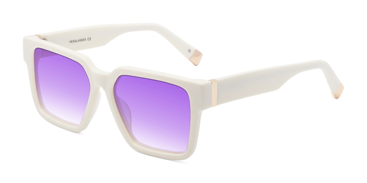 Ivory Hipster Oversized Square Gradient Sunglasses with Purple Sunwear ...