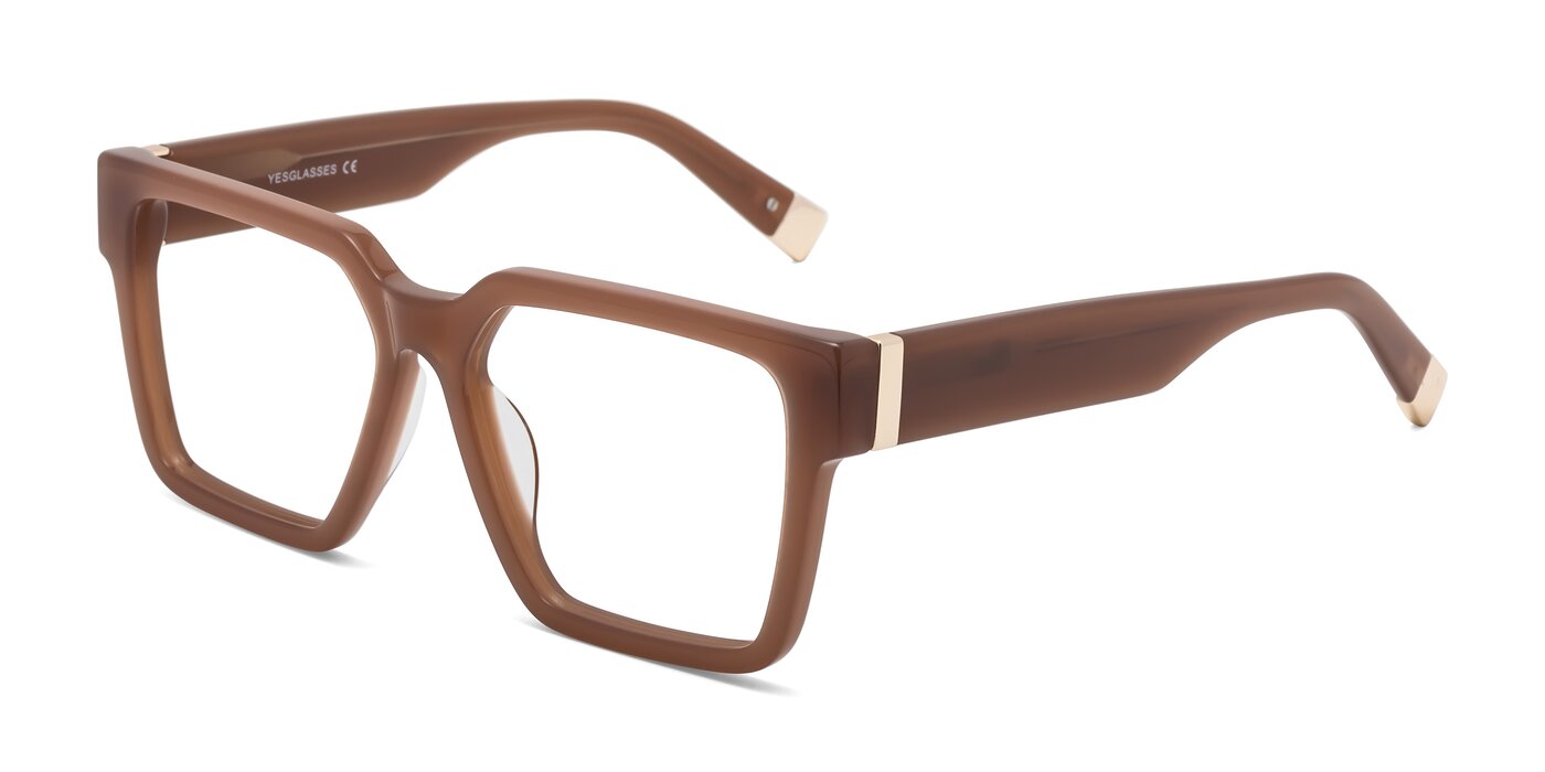 Caramel Hipster Oversized Square Eyeglasses - Prince
