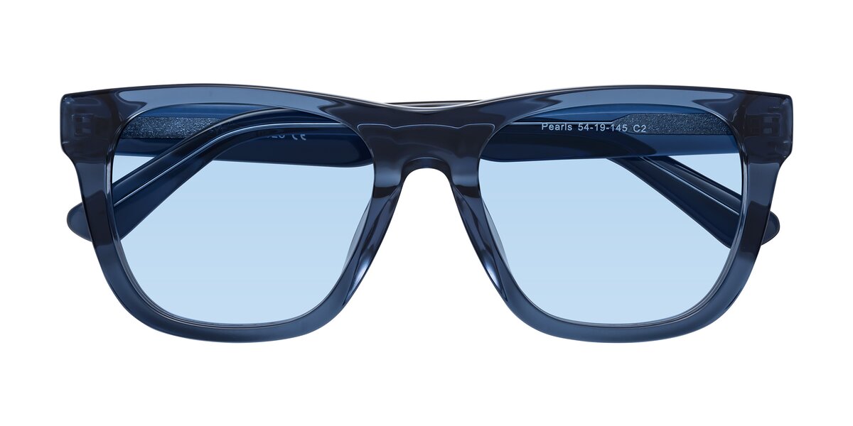 Blue Hipster Acetate Trapezoid Tinted Sunglasses with Light Blue ...