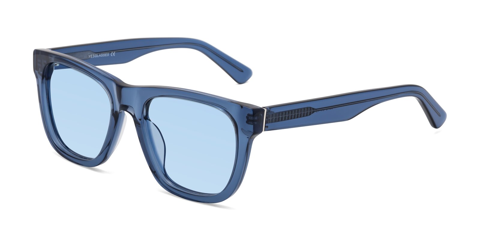 Blue Hipster Acetate Trapezoid Tinted Sunglasses with Light Blue ...