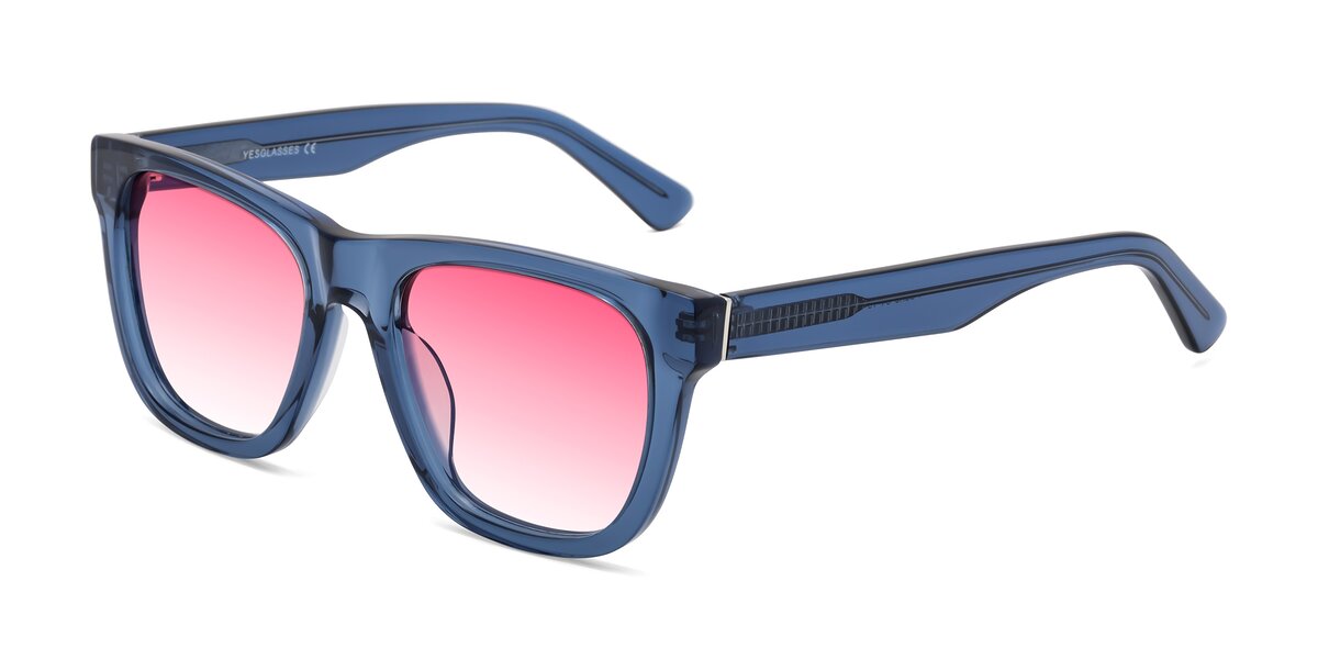 Blue Hipster Acetate Trapezoid Gradient Sunglasses with Pink Sunwear ...