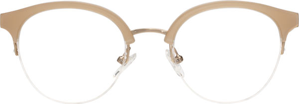 Beige/Gold Narrow Round Semi-Rimless Eyeglasses - Icream