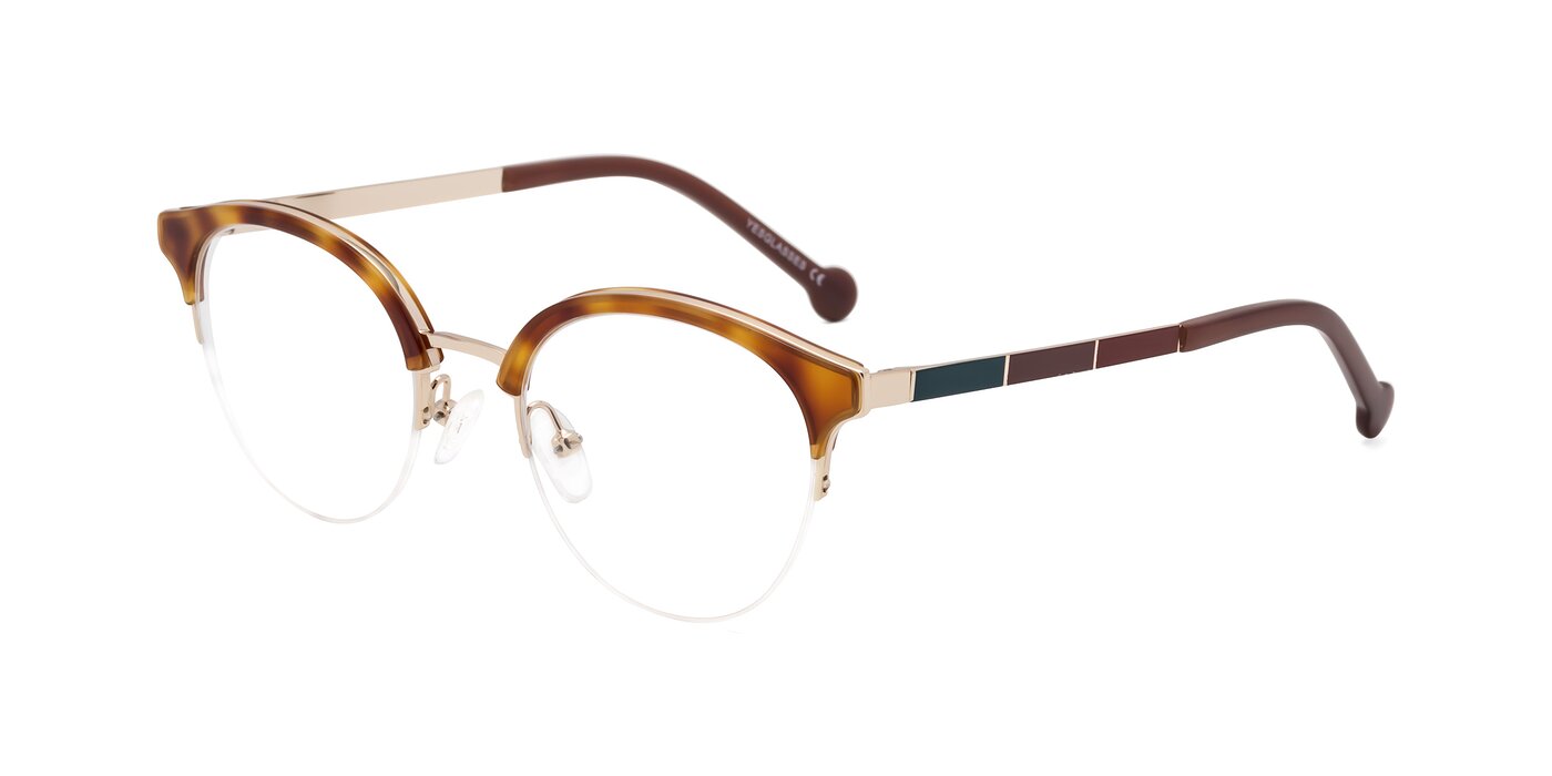 Tortoise/Gold Narrow Round Semi-Rimless Blue Light Glasses - Icream