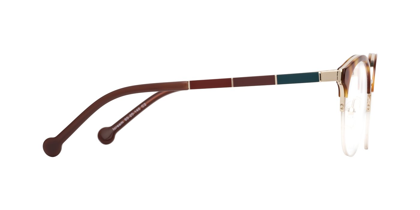 Tortoise/Gold Narrow Round Semi-Rimless Blue Light Glasses - Icream