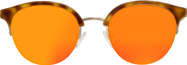 Tortoise/Gold Narrow Round Semi-Rimless Mirrored Sunglasses with Red ...