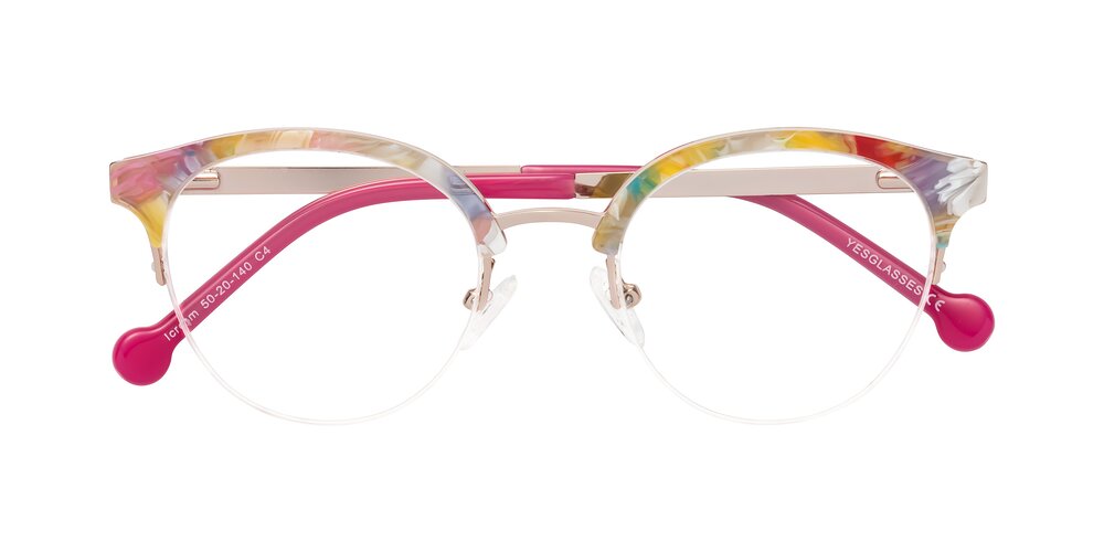 Fruit/Rose Gold Narrow Round Semi-Rimless Eyeglasses - Icream