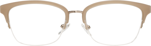 Beige/Gold Retro-Vintage Oval Semi-Rimless Eyeglasses - Jewels