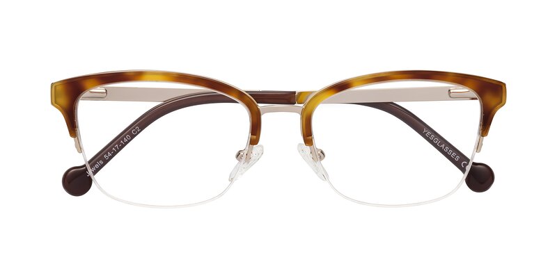 Tortoise/Gold Retro-Vintage Oval Semi-Rimless Eyeglasses - Jewels
