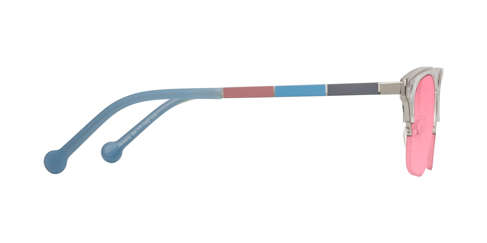 Clear/Silver Retro-Vintage Oval Semi-Rimless Tinted Sunglasses with ...