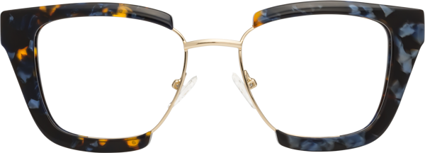 Blueberry Tortoise/Gold Geek-Chic Nose Pads Trapezoid Eyeglasses - Yews