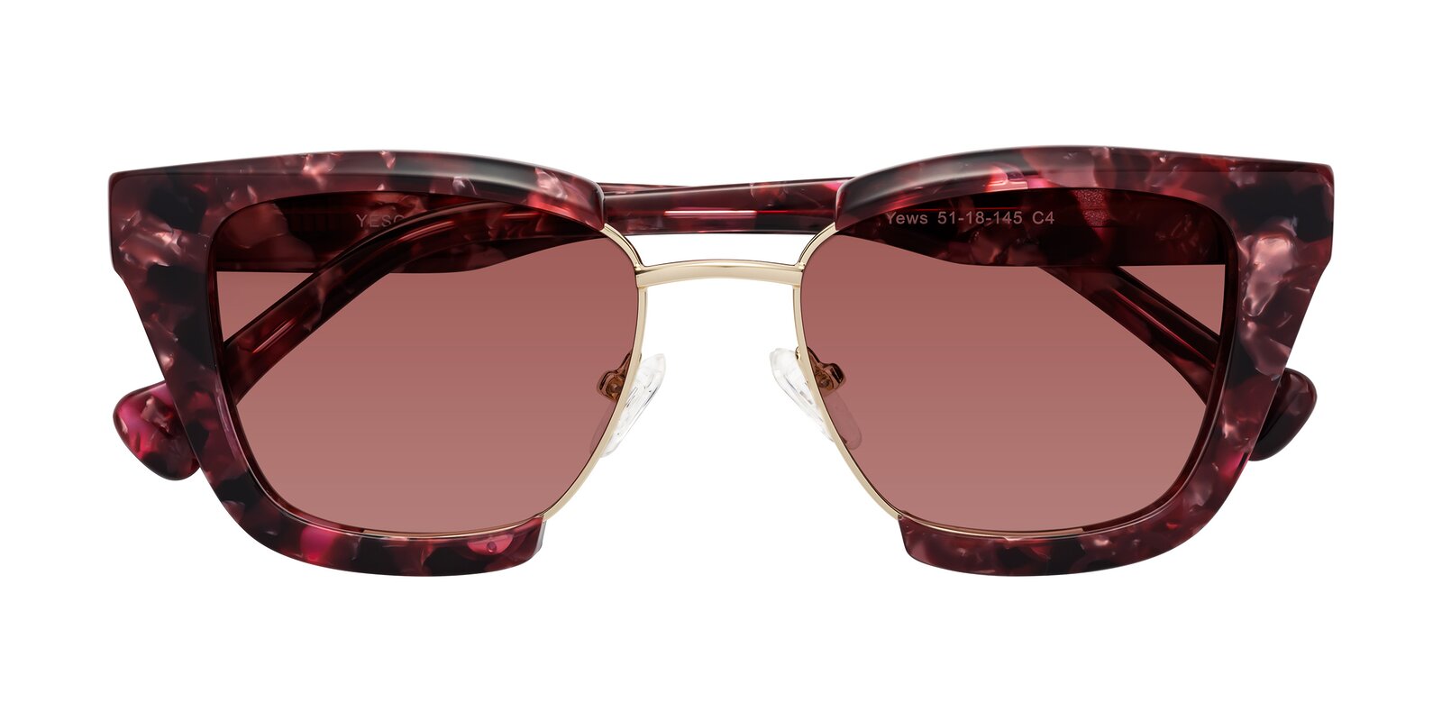 Wineberry Tortoise/Gold Geek-Chic Nose Pads Trapezoid Tinted Sunglasses ...