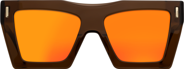 Brown Thick Hipster Square Mirrored Sunglasses with Red Gold Sunwear ...