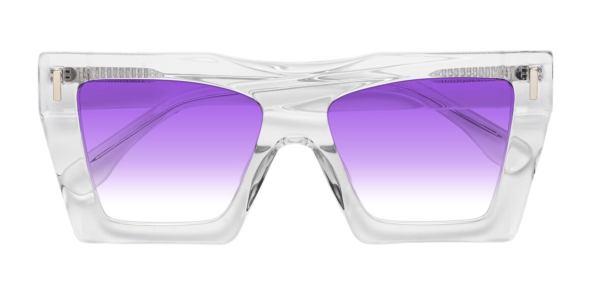 Clear Thick Hipster Square Gradient Sunglasses with Purple Sunwear ...