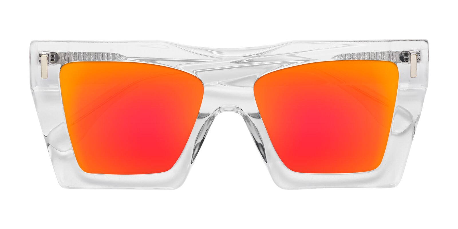 Clear Thick Hipster Square Mirrored Sunglasses with Red Gold Sunwear ...