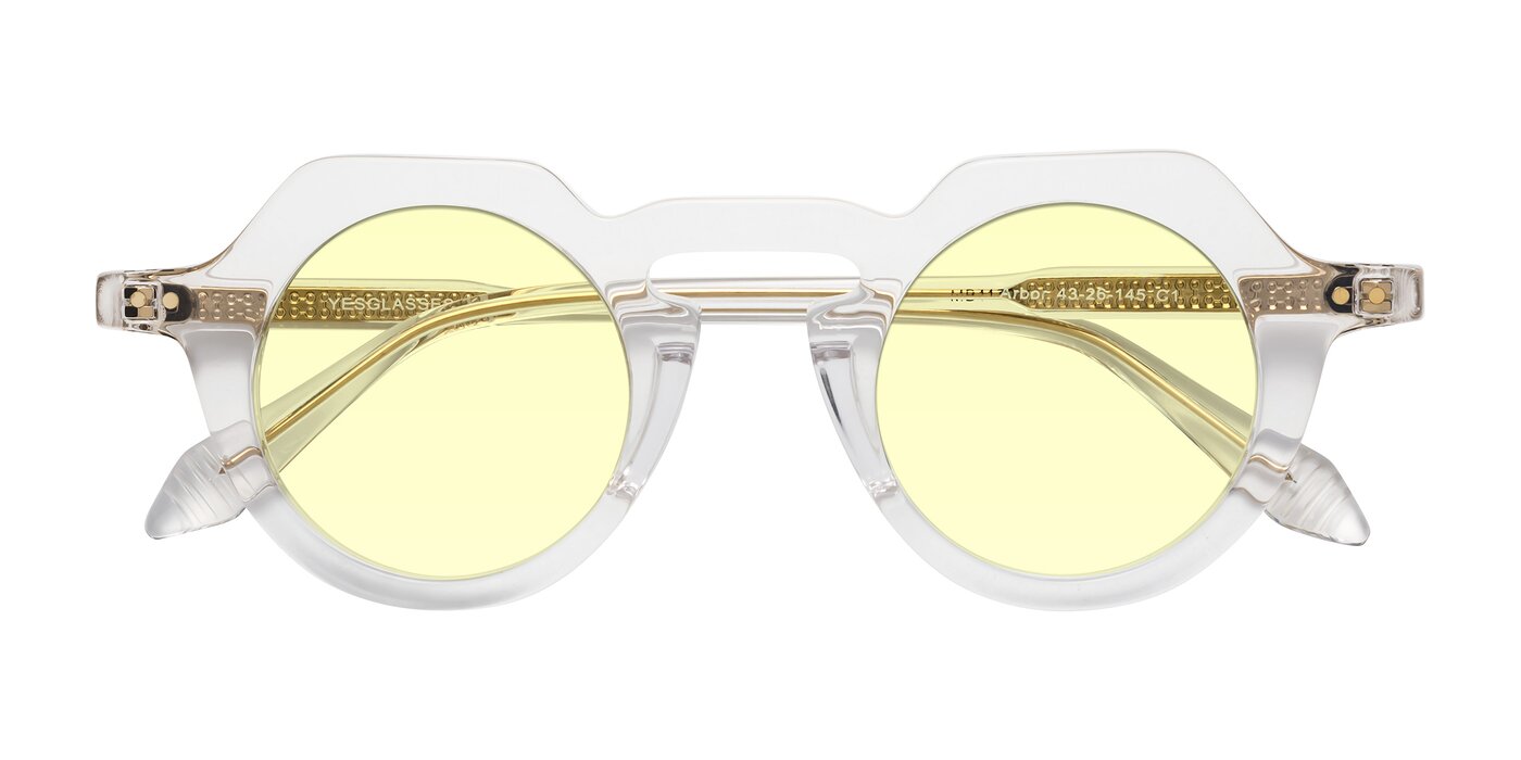 Clear Keyhole Bridge Retro-Vintage Round Tinted Sunglasses with Light ...