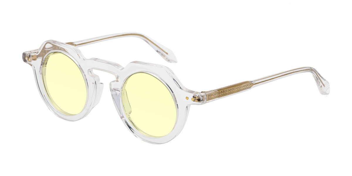 Clear Keyhole Bridge Retro-Vintage Round Tinted Sunglasses with Light ...