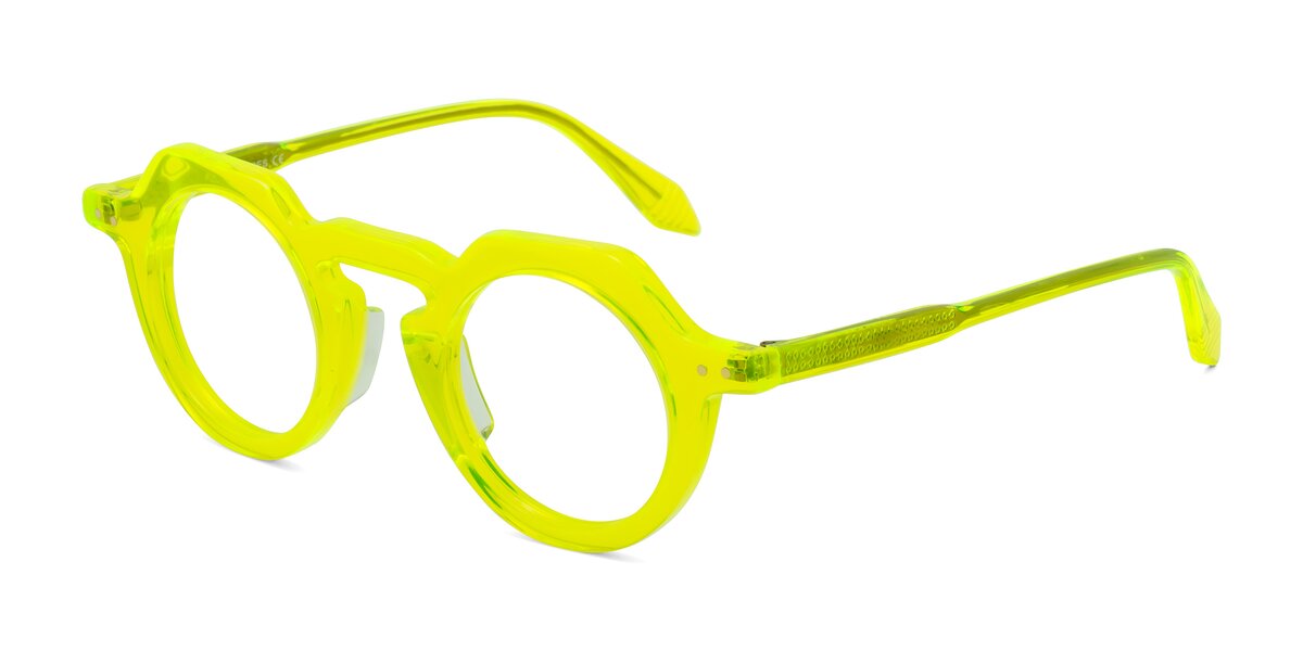 Neon Yellow Keyhole Bridge Retro-Vintage Round Eyeglasses - Arbor
