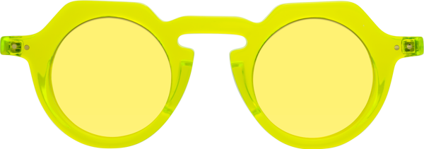 Neon Yellow Keyhole Bridge Retro-Vintage Round Tinted Sunglasses with ...