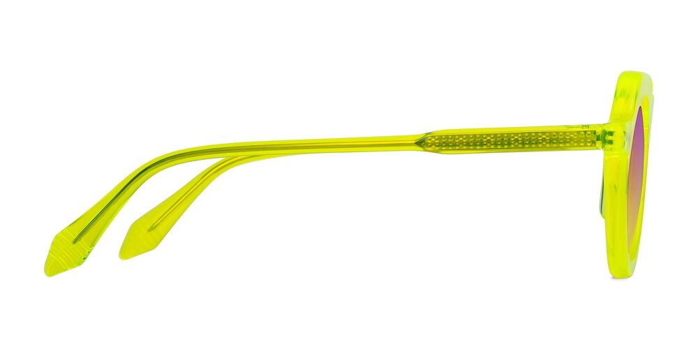 Neon Yellow Keyhole Bridge Retro-Vintage Round Gradient Sunglasses with ...