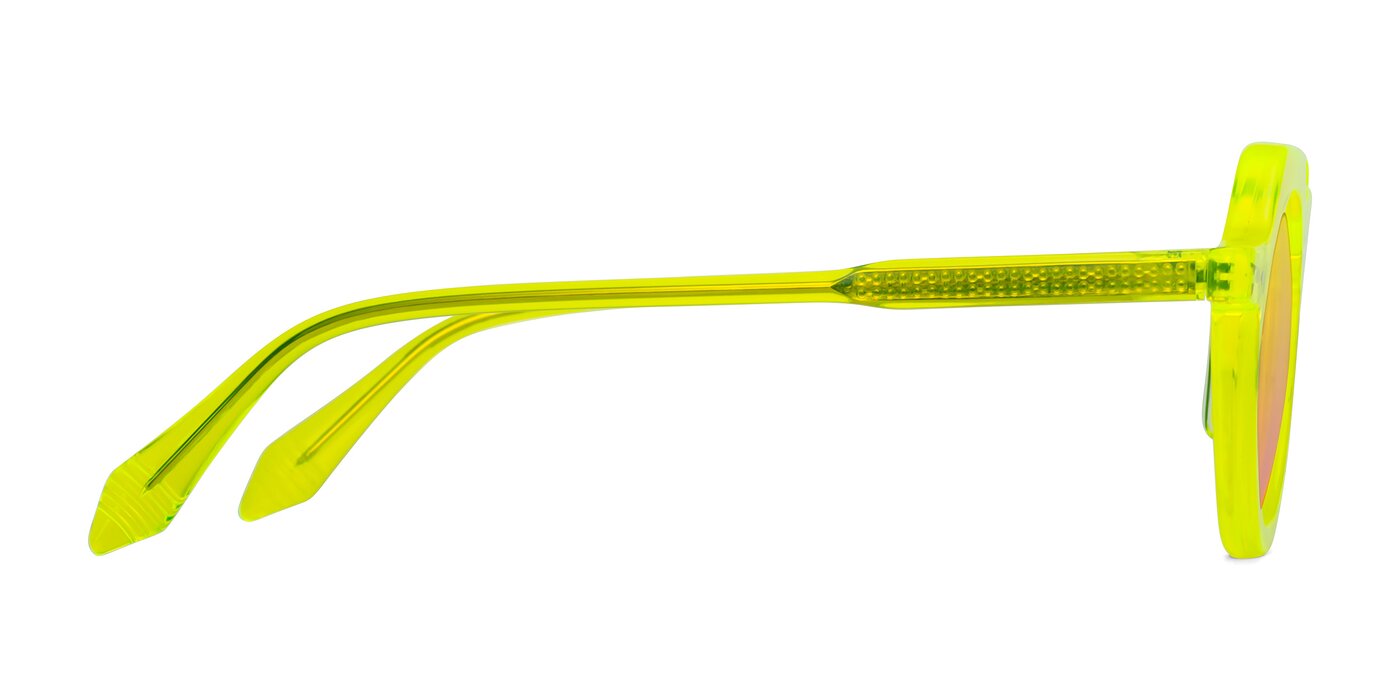 Neon Yellow Keyhole Bridge Retro-Vintage Round Gradient Sunglasses with ...