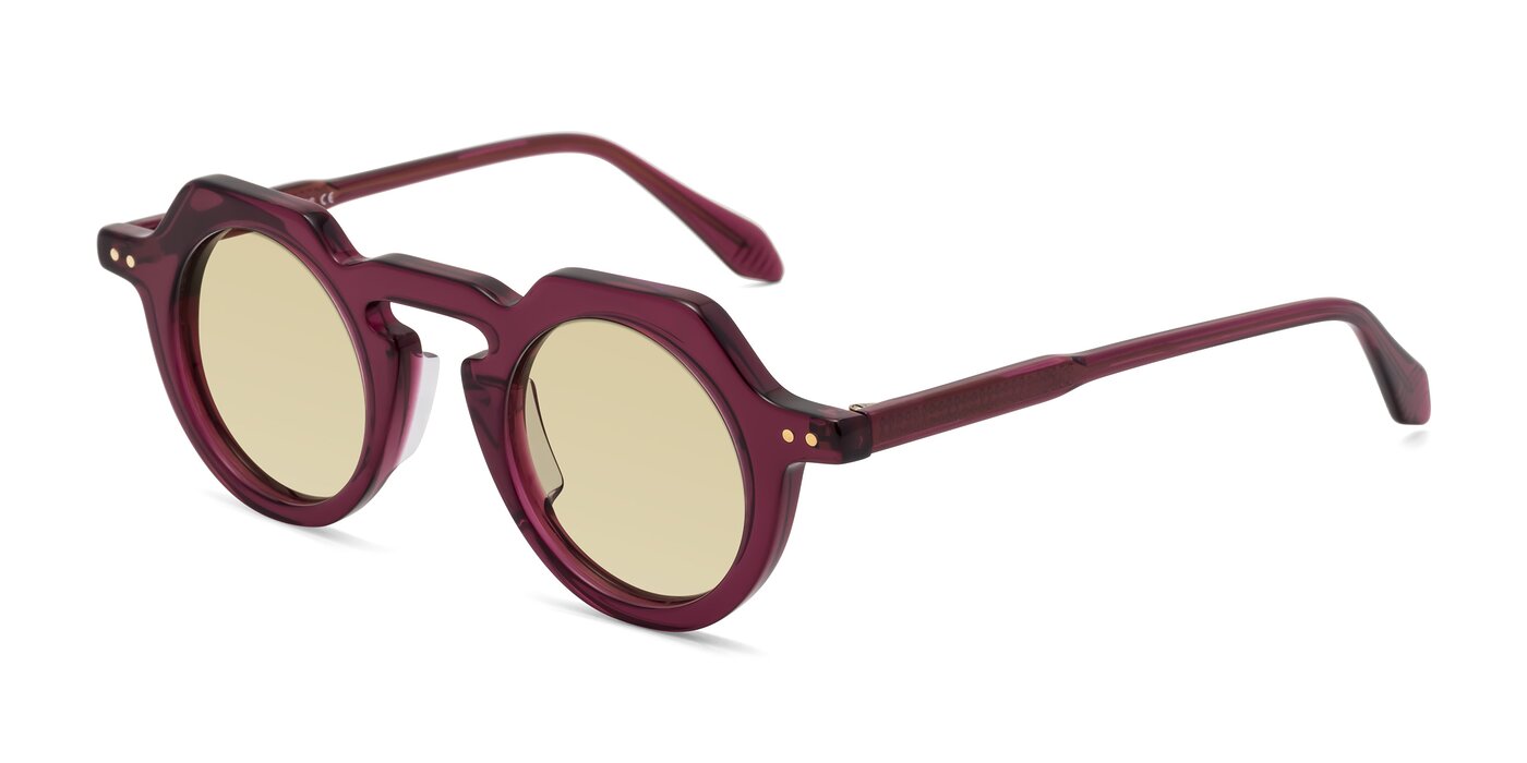 Deep Purple Keyhole Bridge Retro-Vintage Round Tinted Sunglasses with ...
