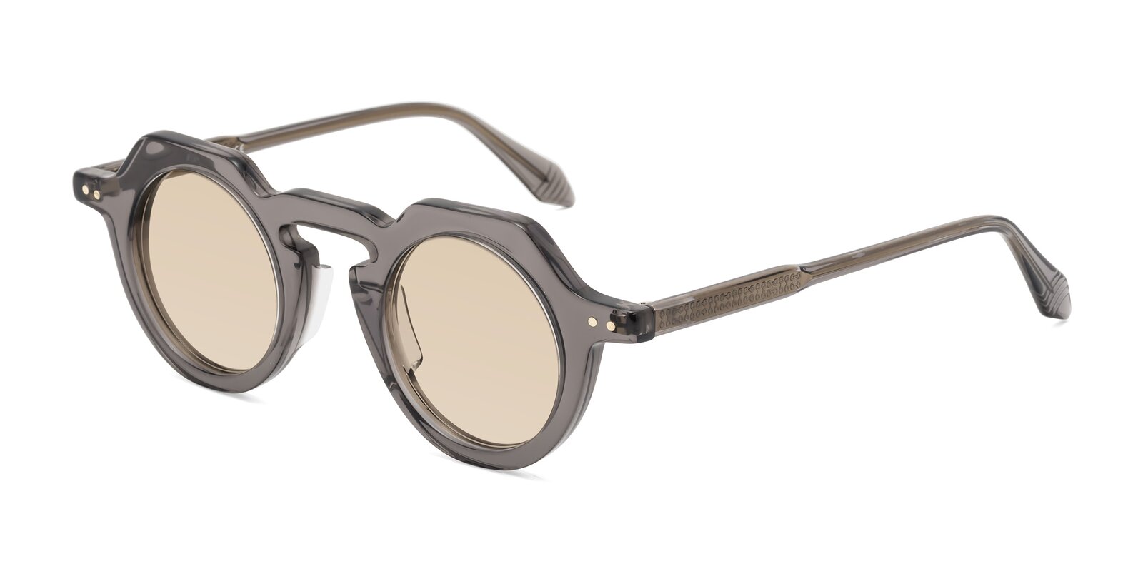 Translucent Gray Keyhole Bridge Retro-Vintage Round Tinted Sunglasses ...